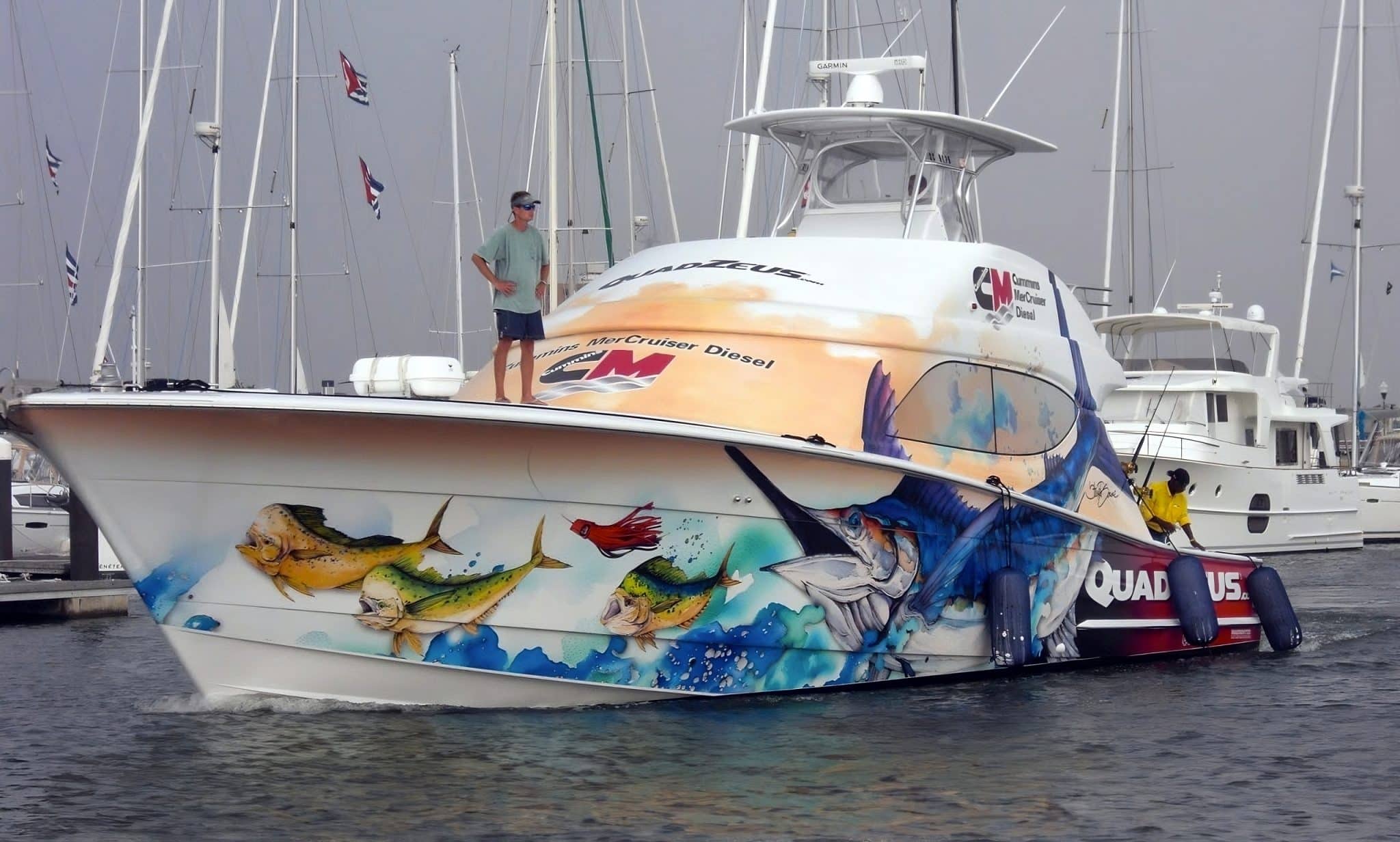 Cummins Marine 60 Hatteras Convertible Boat Wrap - Capital Wraps